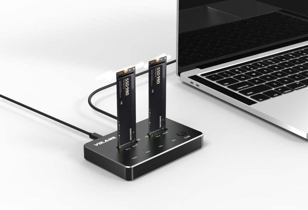 VOLANS VL-UCM2DS Aluminium 2-Bay USB-C (Gen 2) M.2 NVMe PCI-E SSD ...