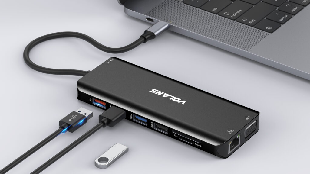 VOLANS VL-UCTDMH-S Aluminum 14-in-1 USB-C Hub with 100W PD - Volans