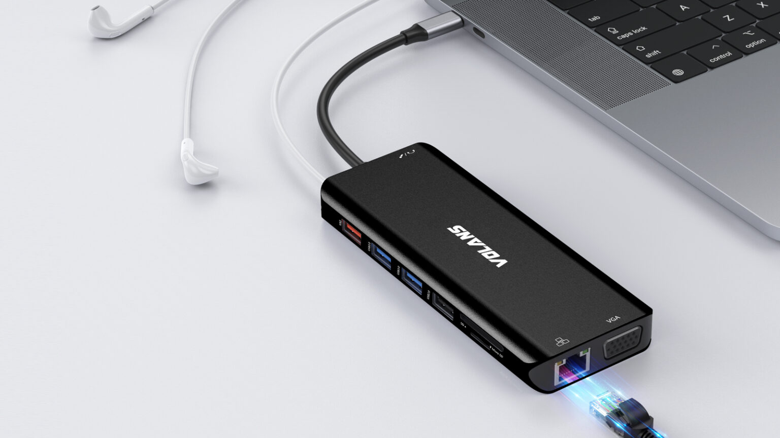 VOLANS VL-UCTDMH-S Aluminum 14-in-1 USB-C Hub with 100W PD - Volans