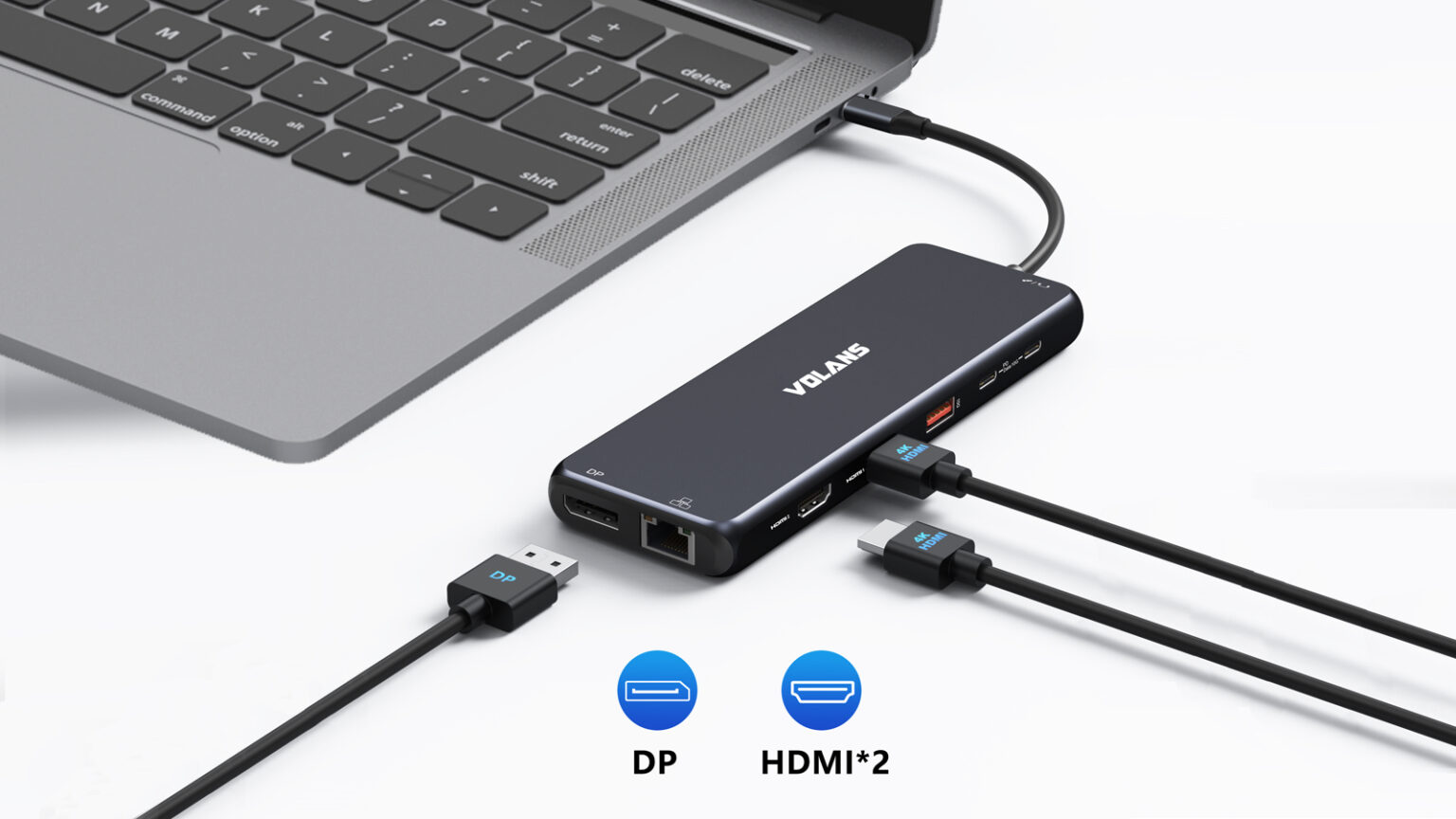 VOLANS VL-UCH2P Aluminum 13-in-1 Triple Display USB-C Hub with 100W PD ...